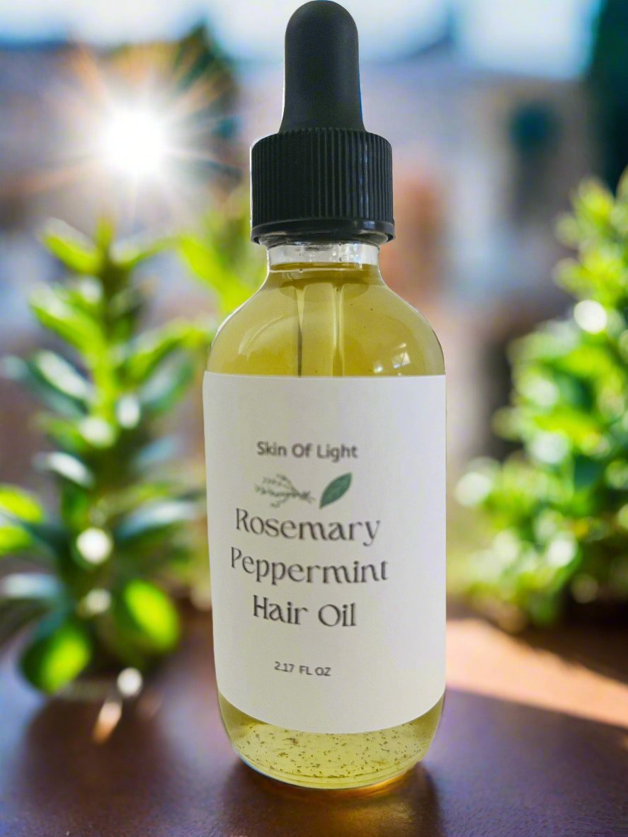 Rosemary Peppermint Hair Oil - Natural Hair Growth Oil – SKIN OF LIGHT